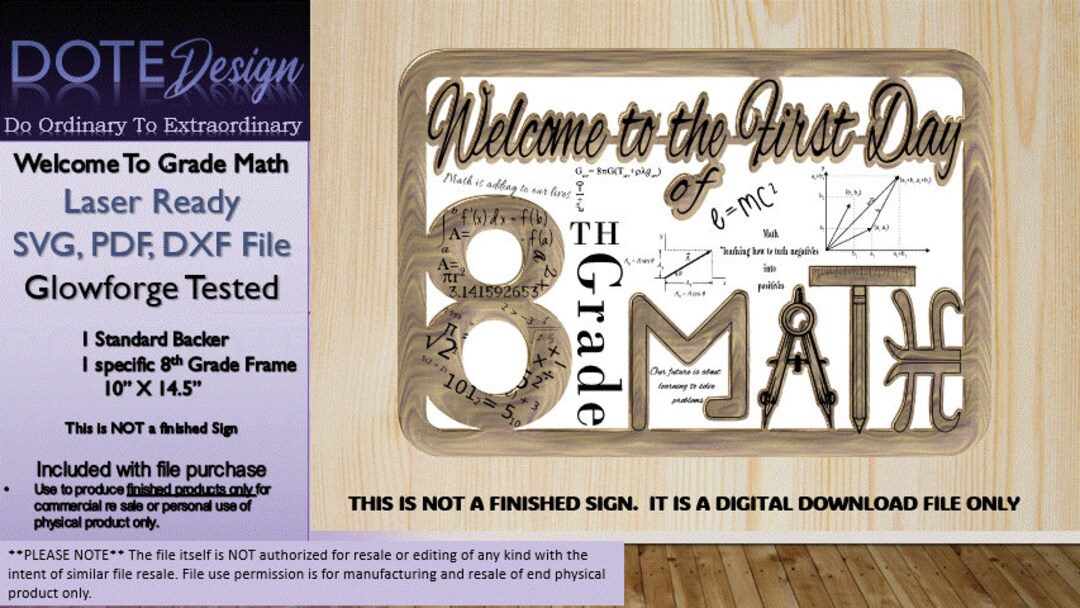 Glowforge Tested 8th Grade Math Sign, 8th Grade Digital File, 8th Grade ...