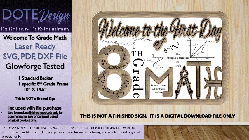 Glowforge Tested 8th Grade Math Sign, 8th Grade Digital File, 8th Grade ...