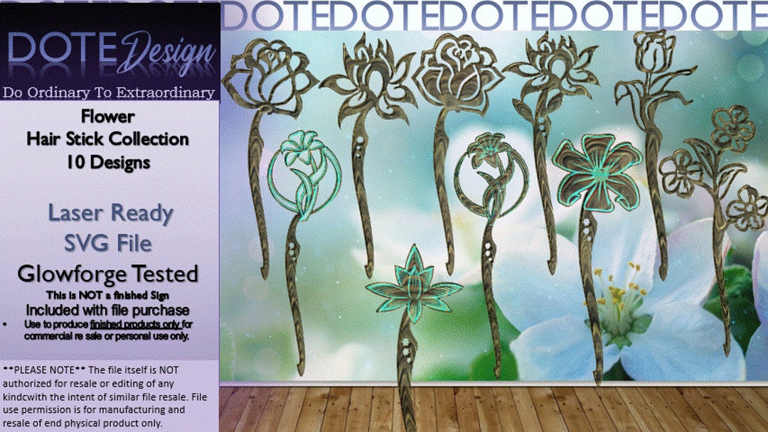 SVG File Flower Hair Stick Collection - Etsy