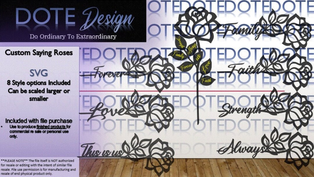 SVG File - Custom Cut Rose With Sayings-faith-love-family-strength ...