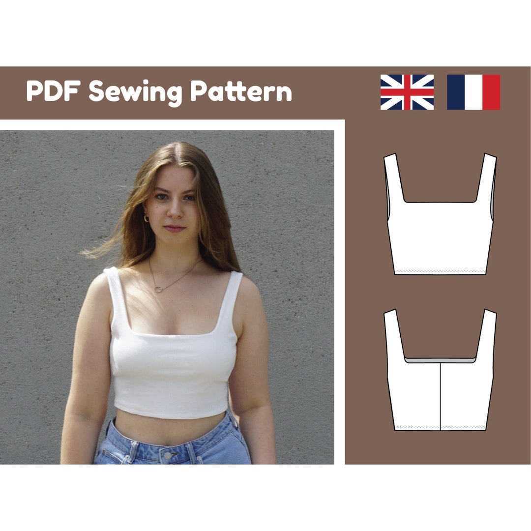 Square Neckline Tank Top - PDF Sewing Pattern- Instant Download - 10 ...