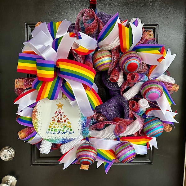 Rainbow Wreath - Etsy