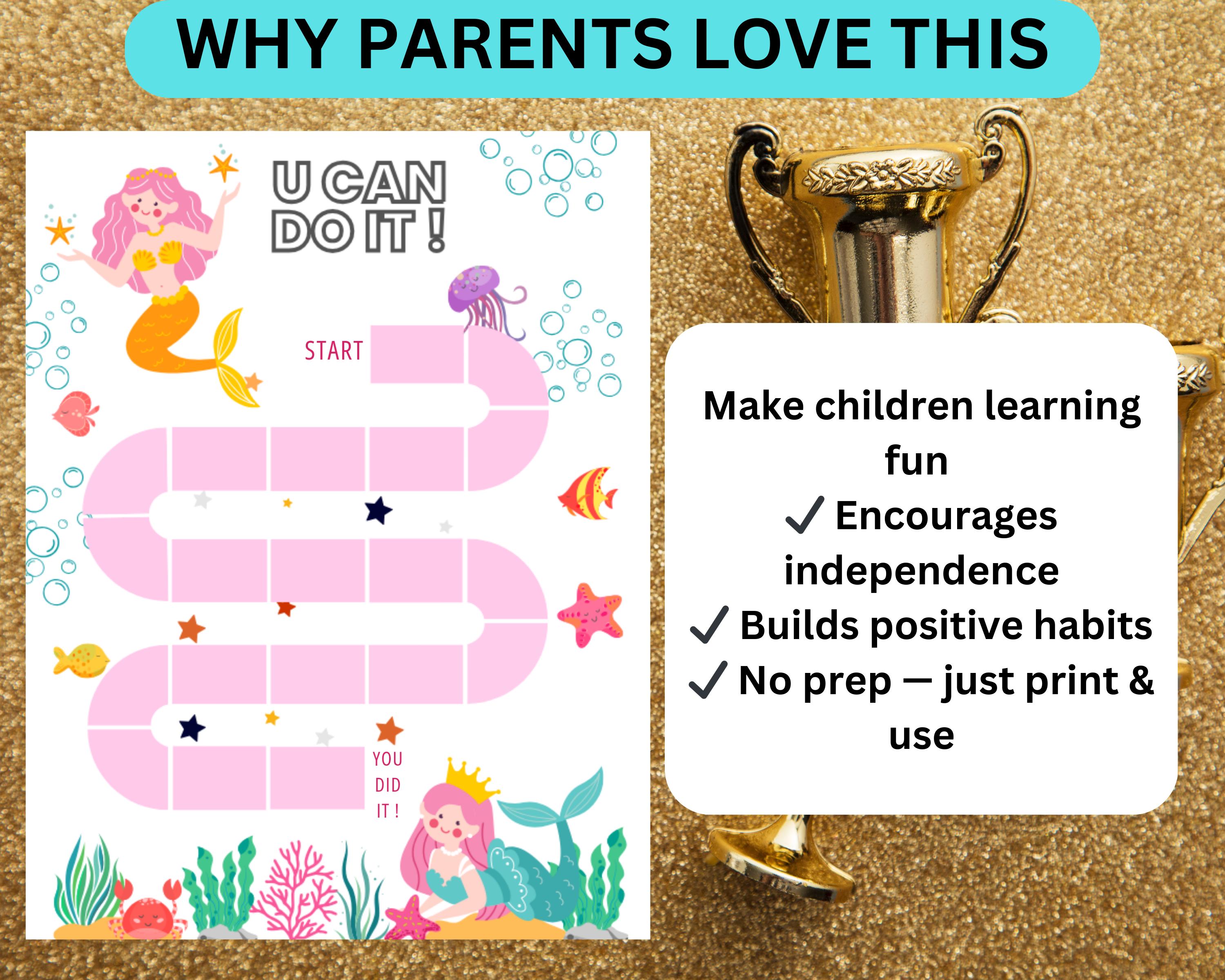 Mermaid Behavior Chart Printable | Kids Reward Stickers (digital ...
