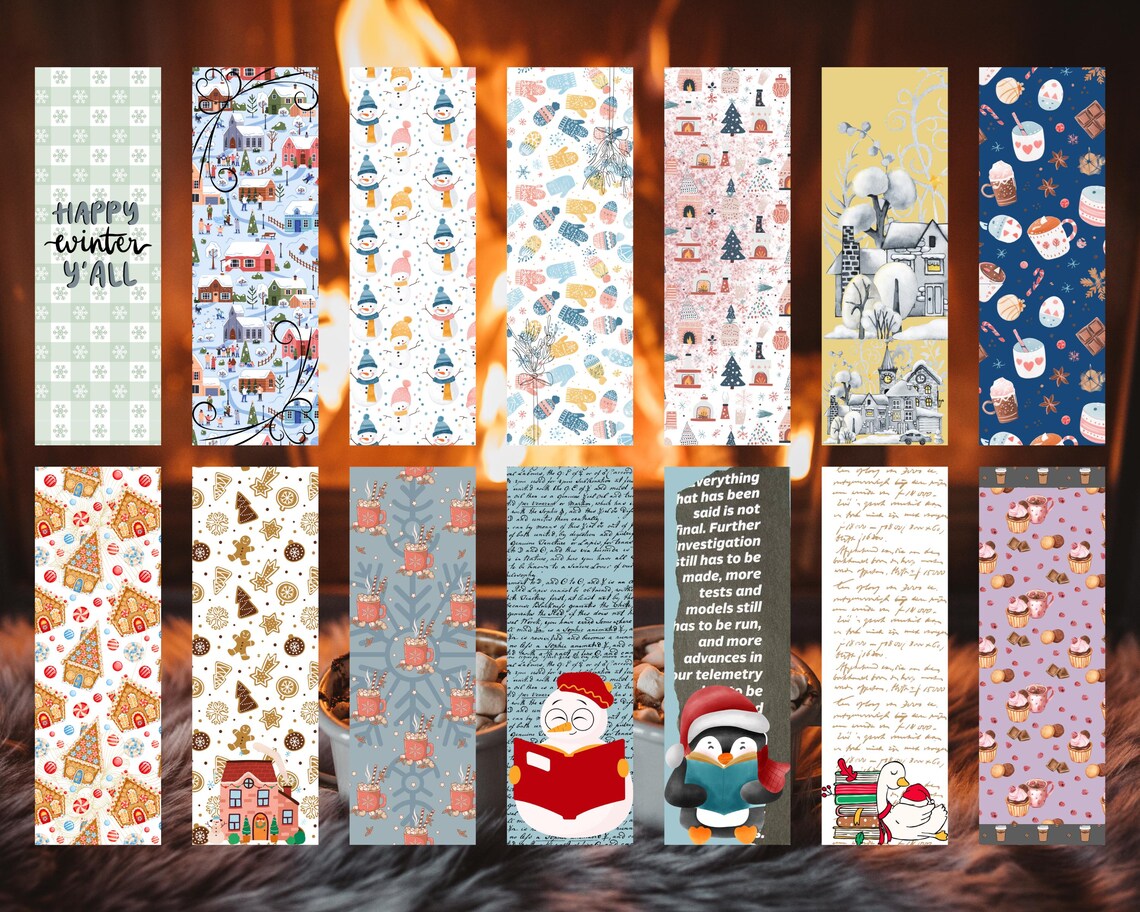100+ Winter Bookmarks PNG | Cozy Snowflake Bookmark Bundle | Printable ...