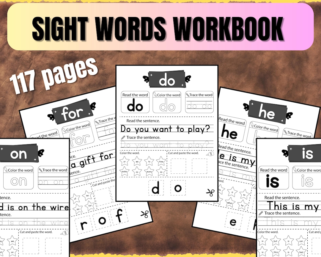 Sight Words Activity Workbook | Trace, Cut, Paste, Read, Write (PDF ...
