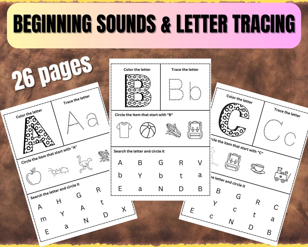 A–Z Alphabet Beginning Sounds & Letter Tracing Worksheets | Preschool ...