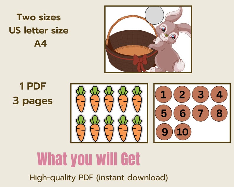 Preschool Carrot Math Game | Number Matching 1-10 Cut & Paste Activity ...