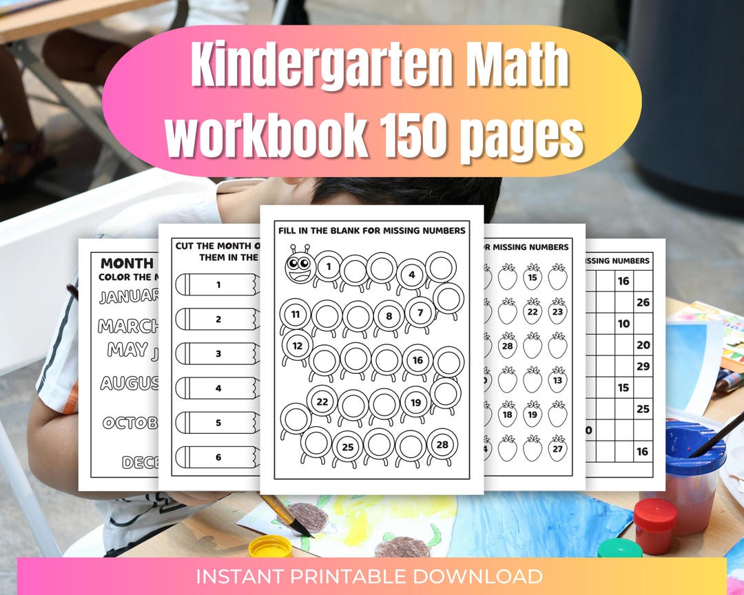 150 Page Preschool Math Workbook | Counting, Tracing, Addition ...