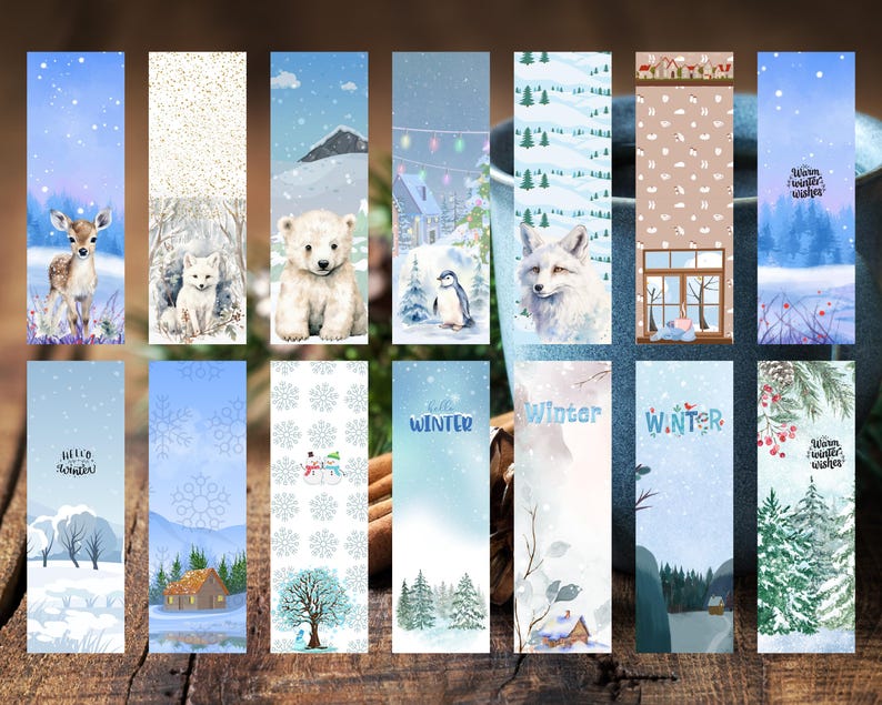 100+ Winter Bookmarks PNG | Cozy Snowflake Bookmark Bundle | Printable ...