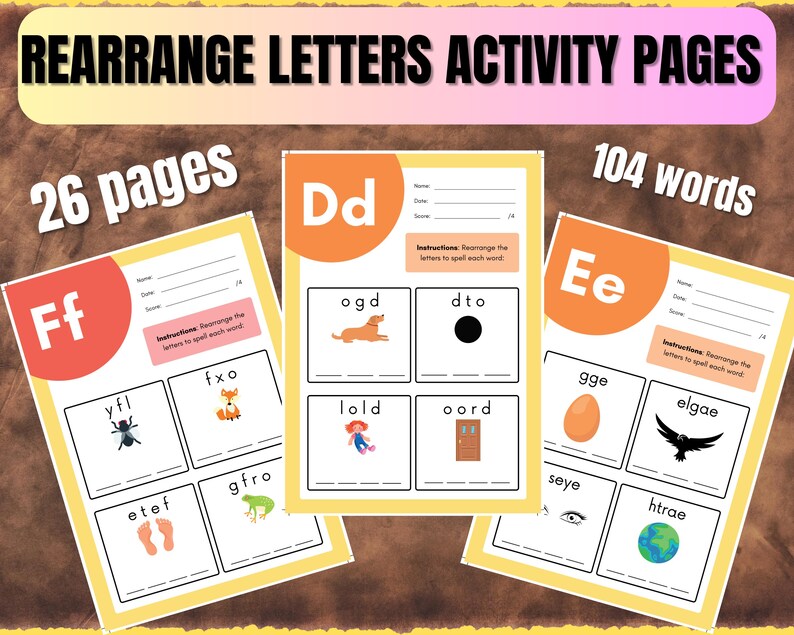 Alphabet Spelling Worksheets A-Z – Rearrange Letters Activity, Phonics ...
