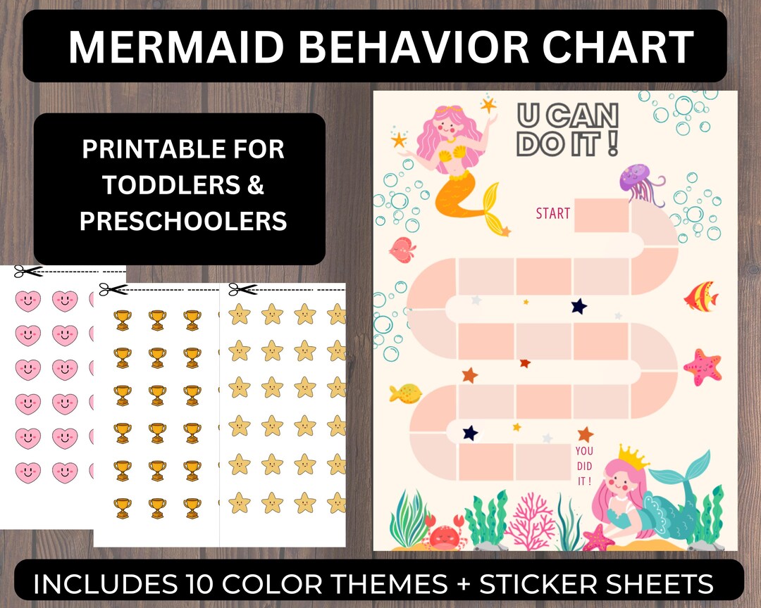 Mermaid Behavior Chart Printable | Kids Reward Stickers (digital ...