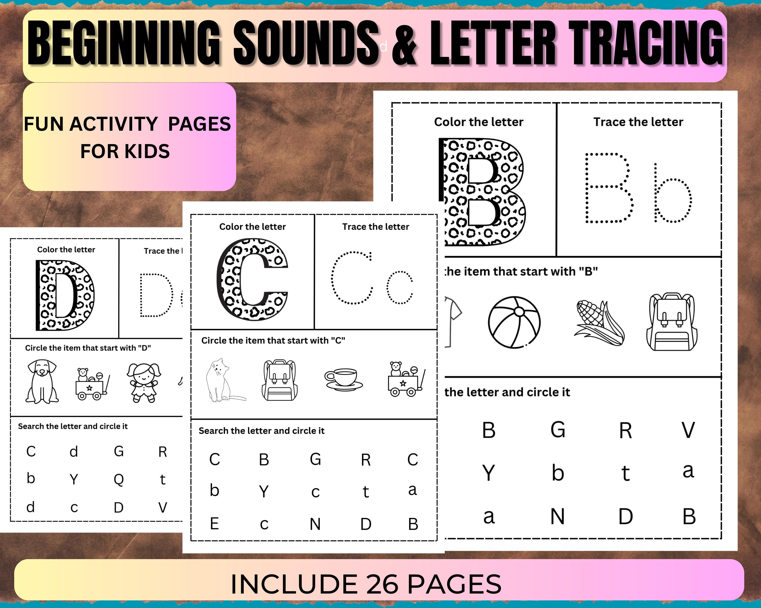 A–Z Alphabet Beginning Sounds & Letter Tracing Worksheets | Preschool ...