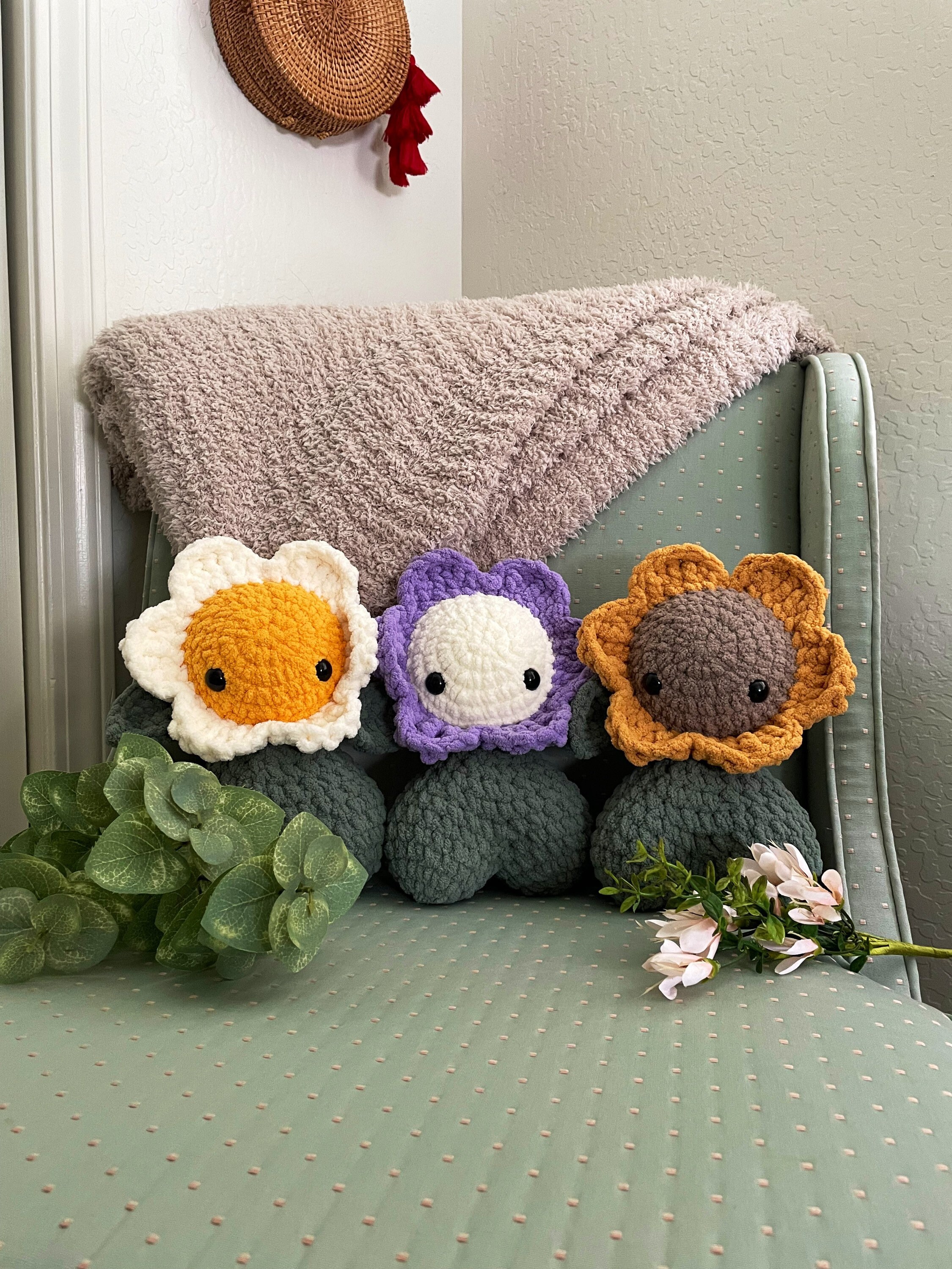 Floral Friends Crochet Flower Crochet Plushie Flower Plushie Cozy ...