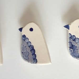 Ceramic Bird Brooch, Blue and White Bird Brooch, Whimsical Jewellery ...