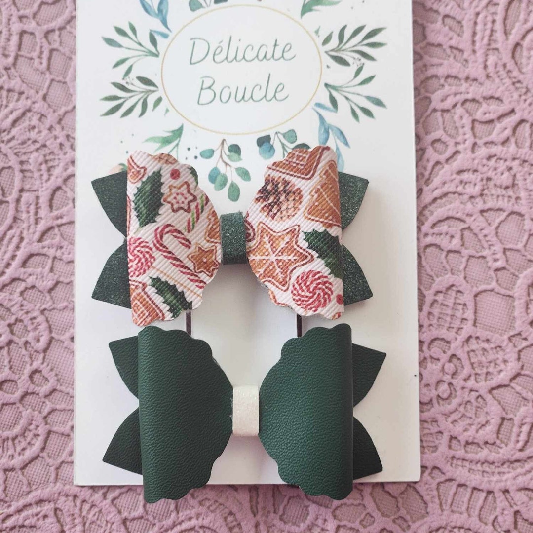 Duo of Mini Faux Leather Hair Bows Mounted on a Small Clip - Etsy