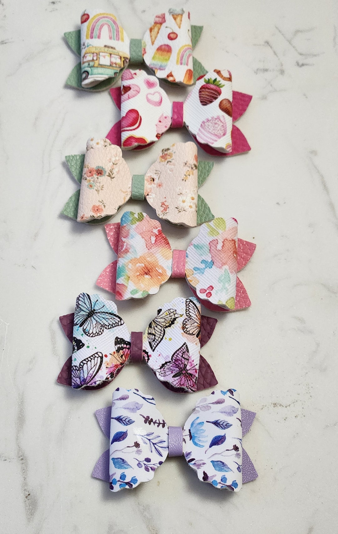 Choice duo of Mini Faux Leather Hair Bows - Etsy