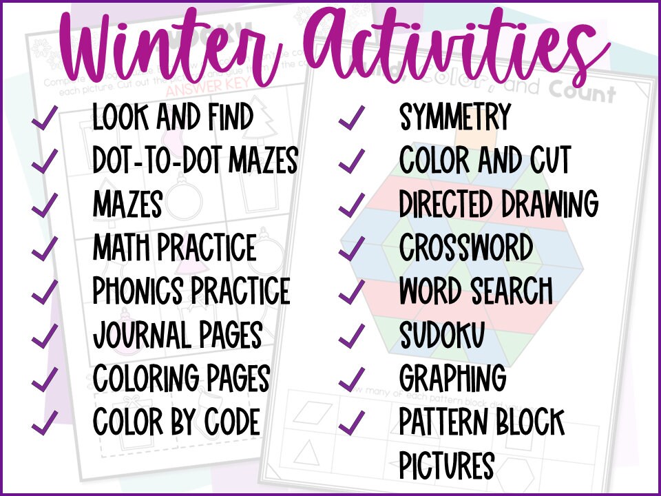 Winter Coloring Pages Printable Winter Puzzles and Mazes Winter Themed ...