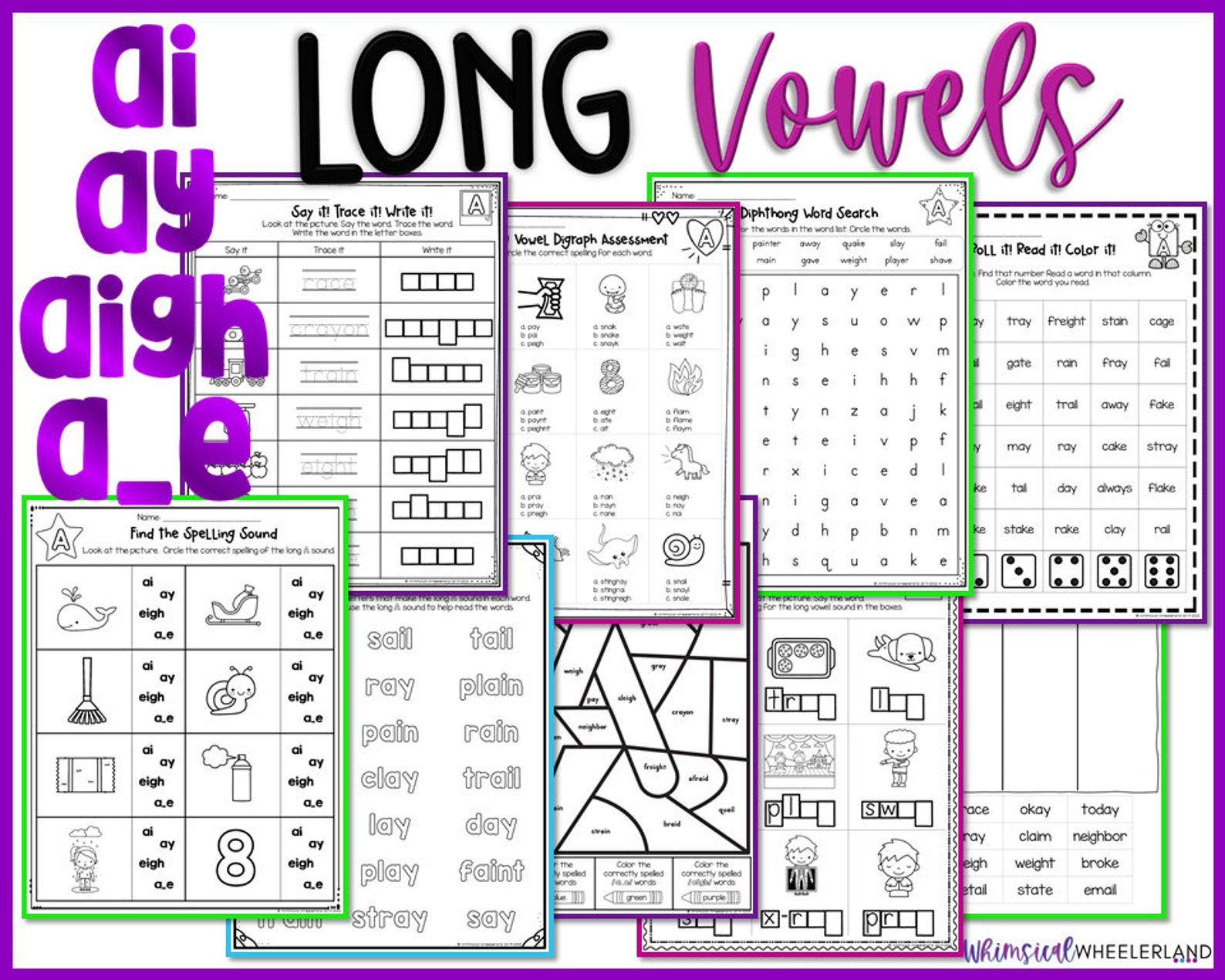 Long Vowel Worksheets - Phonics Worksheets Practice for First and ...
