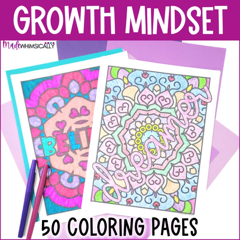 Growth Mindset Coloring Pages Inspirational Quotes Mandala - Etsy