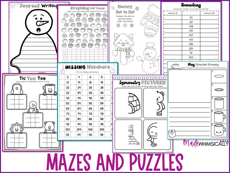 Winter Coloring Pages Printable Winter Puzzles and Mazes Winter Themed ...