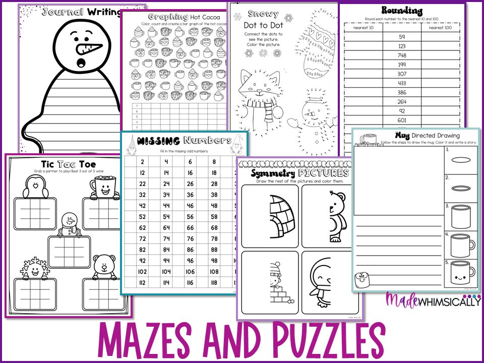 Winter Coloring Pages Printable Winter Puzzles and Mazes Winter Themed ...