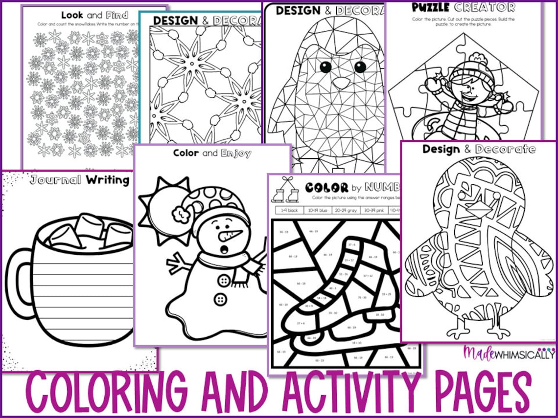 Winter Coloring Pages Printable Winter Puzzles and Mazes Winter Themed ...