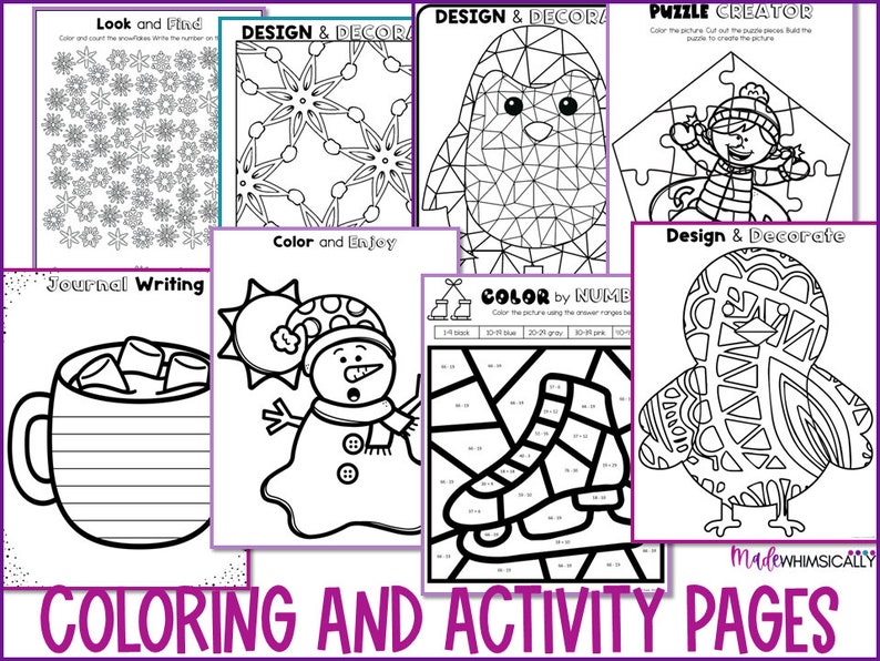 Winter Coloring Pages Printable Winter Puzzles and Mazes Winter Themed ...