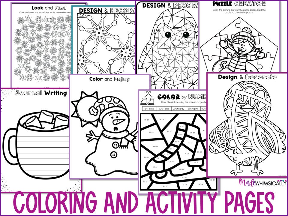 Winter Coloring Pages Printable Winter Puzzles and Mazes Winter Themed ...