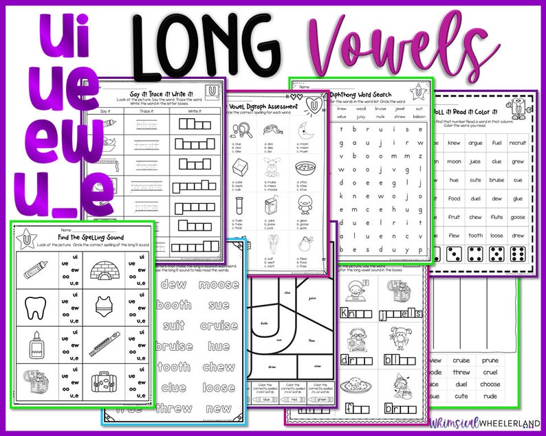 Long Vowel Worksheets - Phonics Worksheets Practice for First and ...