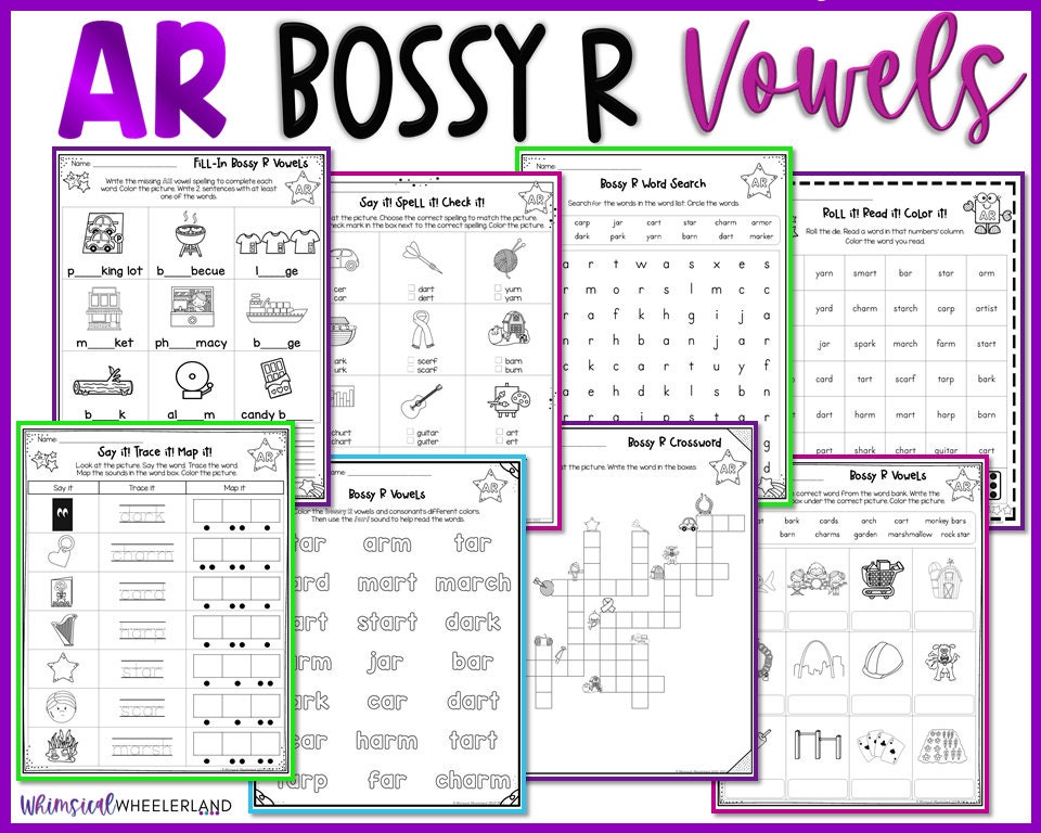 R Controlled Vowel Worksheets Printable Phonics Practice for First and ...