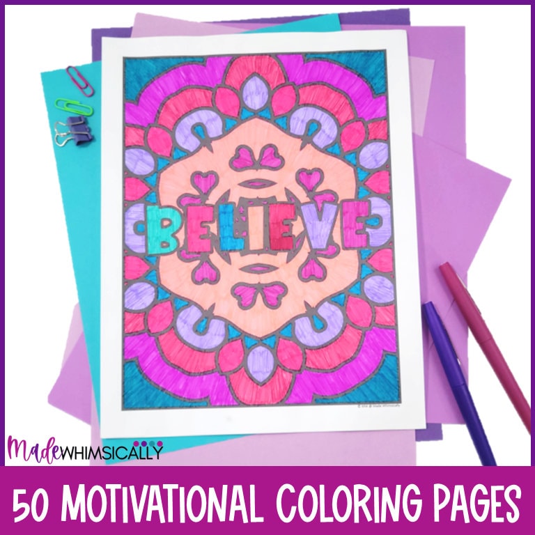 Growth Mindset Coloring Pages, Inspirational Quotes Mandala Printables ...