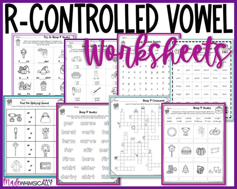 R Controlled Vowel Worksheets - Printable Phonics Practice for First ...