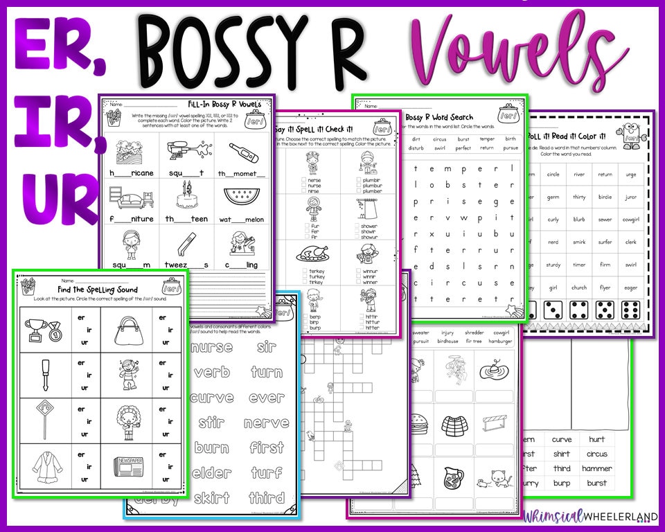 R Controlled Vowel Worksheets Printable Phonics Practice for First and ...