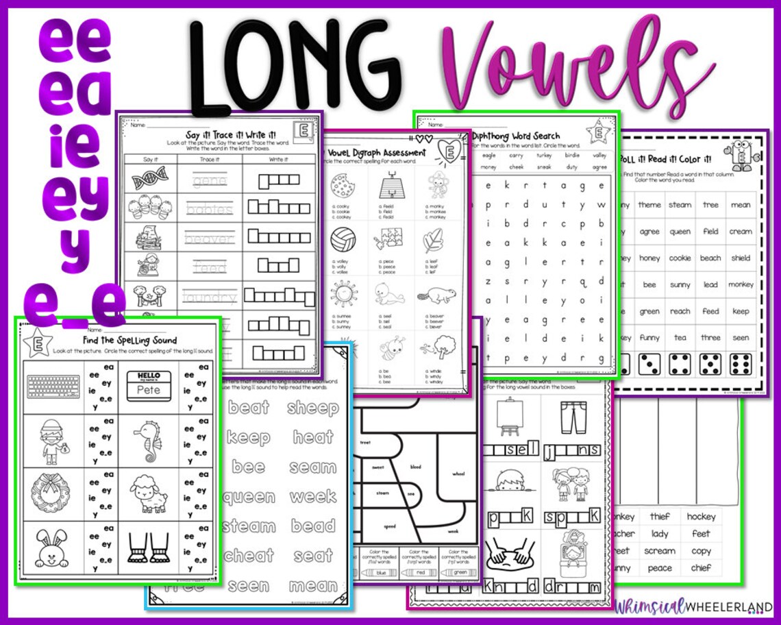 Long Vowel Worksheets Phonics Worksheets Practice for First and Second ...