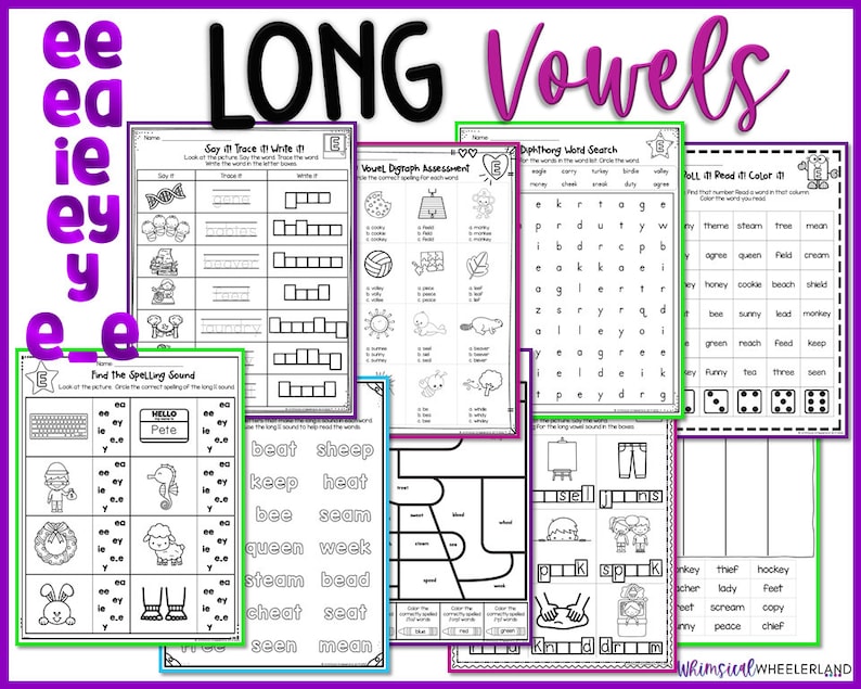 Long Vowel Worksheets - Phonics Worksheets Practice for First and ...