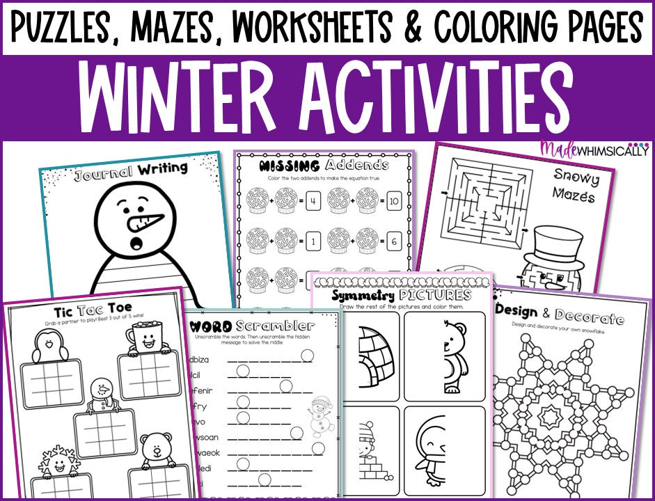 Winter Coloring Pages Printable Winter Puzzles and Mazes Winter Themed ...