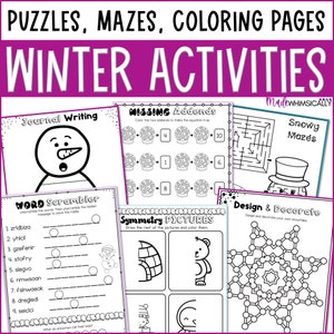 Winter Coloring Pages Printable Winter Puzzles and Mazes Winter Themed ...