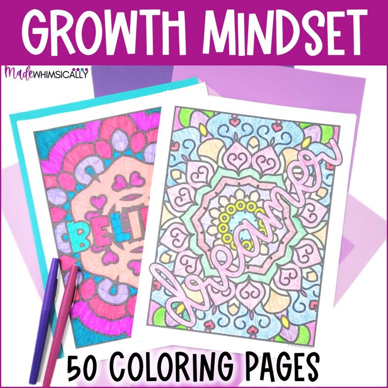 Growth Mindset Coloring Pages, Inspirational Quotes Mandala Printables ...