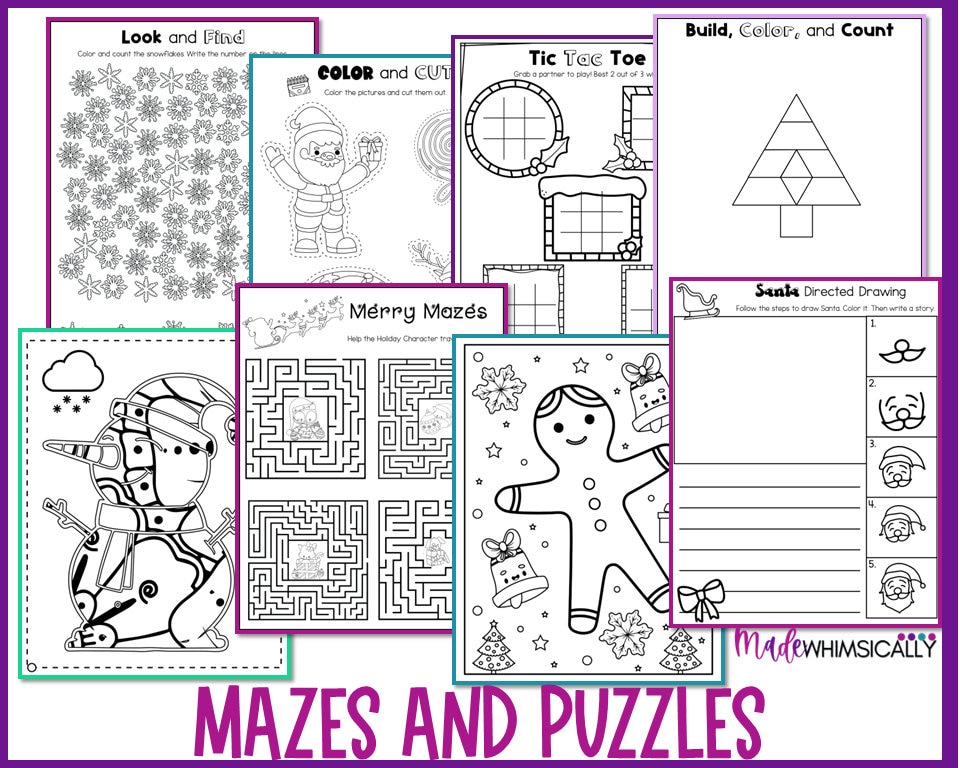 Christmas Coloring Pages - Printable Holiday Puzzles and Mazes ...
