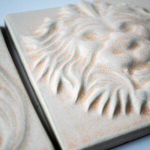 Small Victorian Lion Tile Mural in Stone Sand, Handmade Ceramic ...