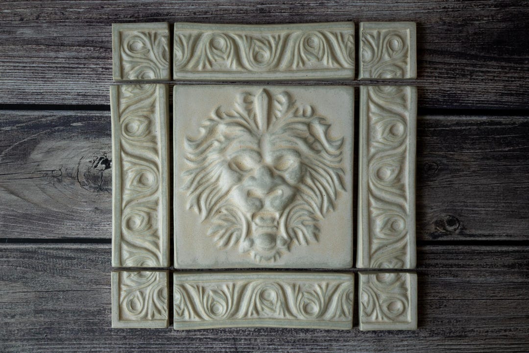 Victorian Lion Tile Mural: Handmade Ceramic Kitchen Backsplash, Stone ...