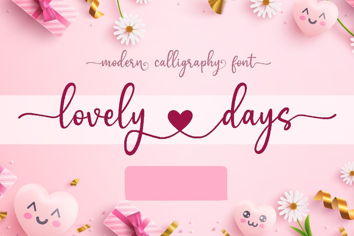 Lovely Heart Font Font with Glyphs Font connect tails | Etsy