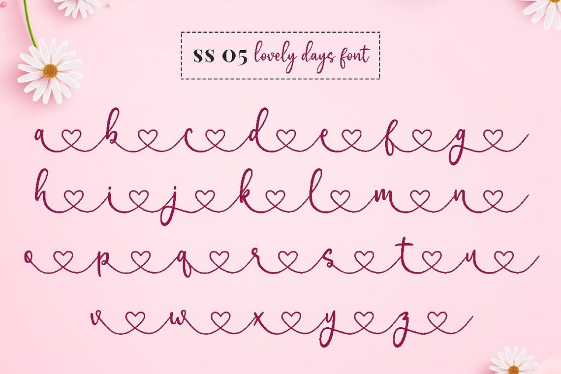 Lovely Heart Font Font with Glyphs Font connect tails | Etsy