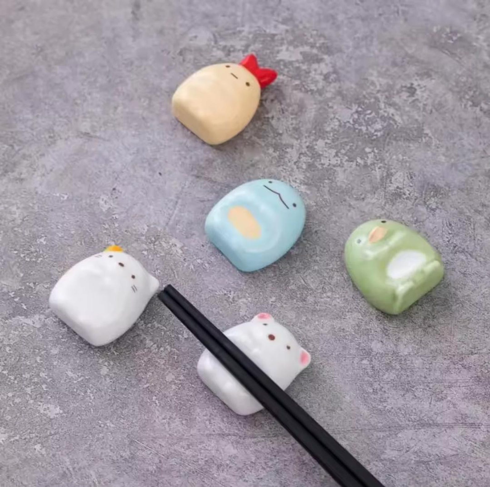 Cute Characters Chopstick Rest Set of 5- Ceramic Chopstick Holders ...