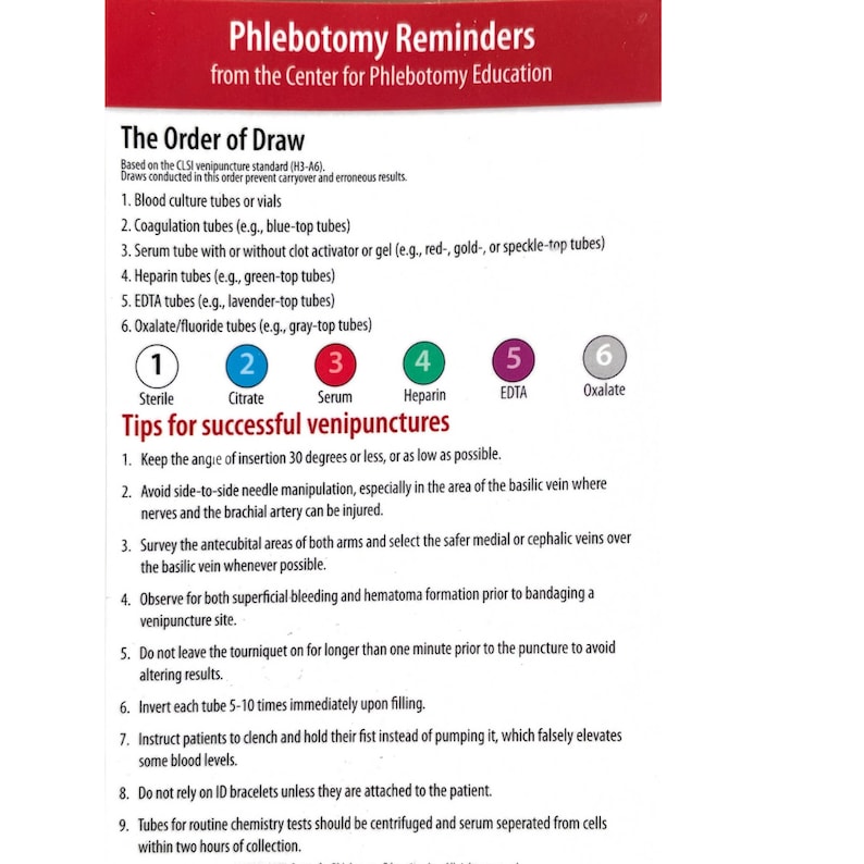 Phlebotomy Exam & Study Guide Phlebotomy Test Order of Draw ...