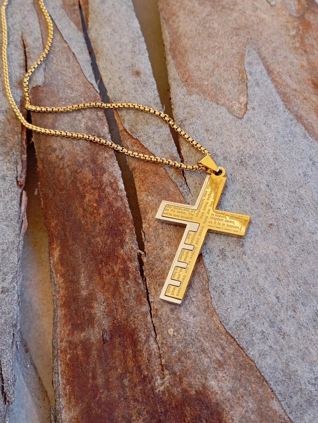 Christian Cross Pendant Necklace Men Stainless Steel, Religious Prayer ...