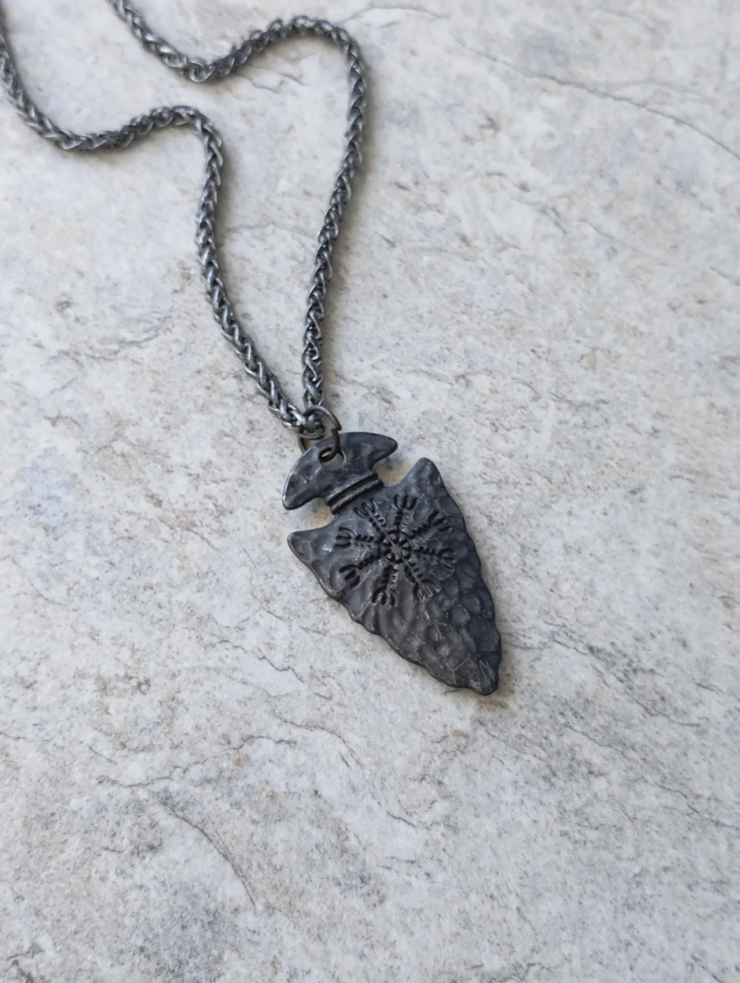 Arrow Pendant Necklace Men Celtic Pagan Symbol Rune Weapon Spear Head ...