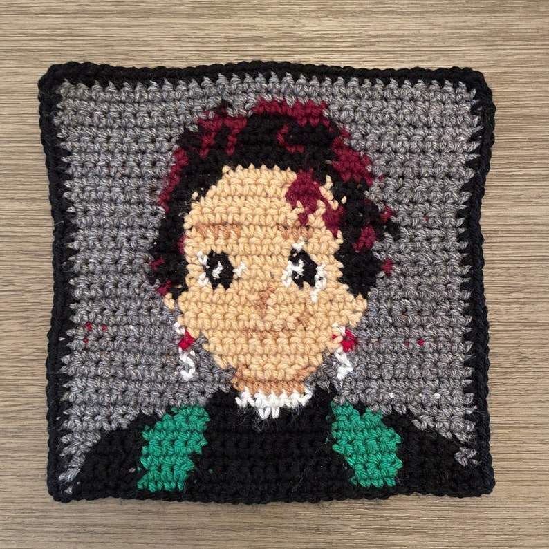 Tapestry Crochet Pattern Tanjiro From Demon Slayer Granny - Etsy