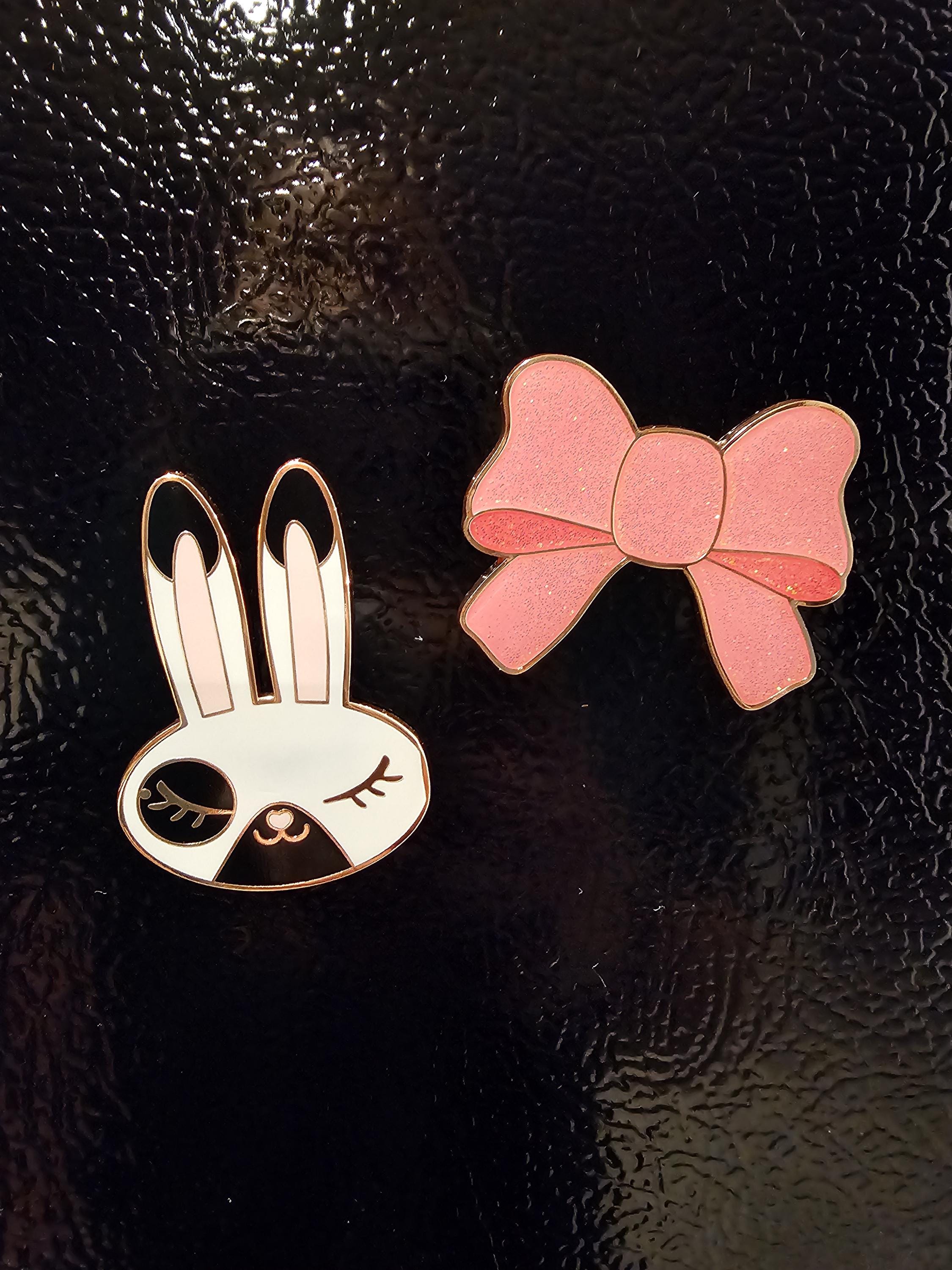 Enamel Magnet Set, Rose Gold Bows or Bunny Magnets, Simply Gilded - Etsy