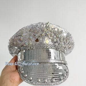Bridal Disco Military Hat Iridescent Bachelorette Party BRIDE Captain ...